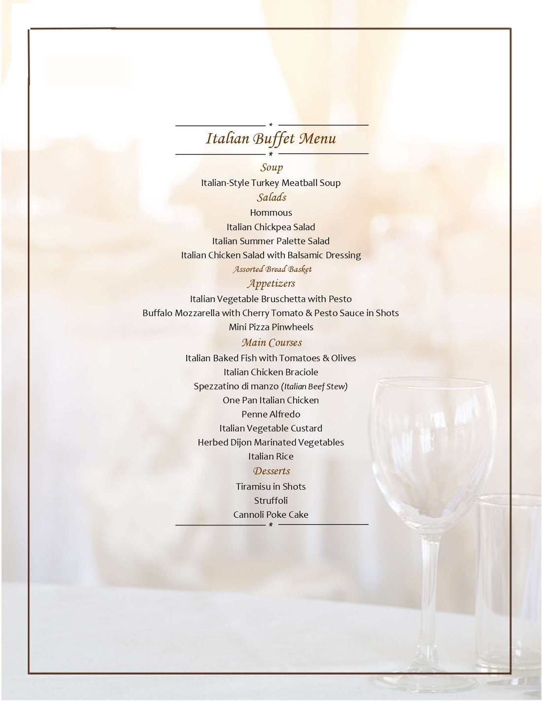 Italian Buffet by Cedar Tree Hospitality - Hafla